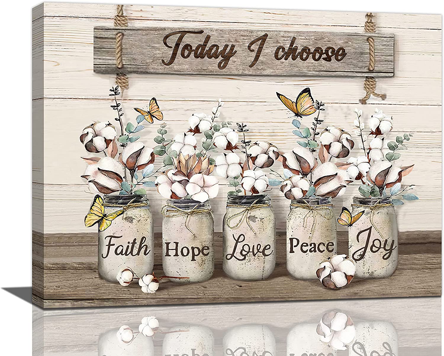 AVOI Farmhouse Bathroom Floral Wall Art Country Cotton Pictures Wall ...