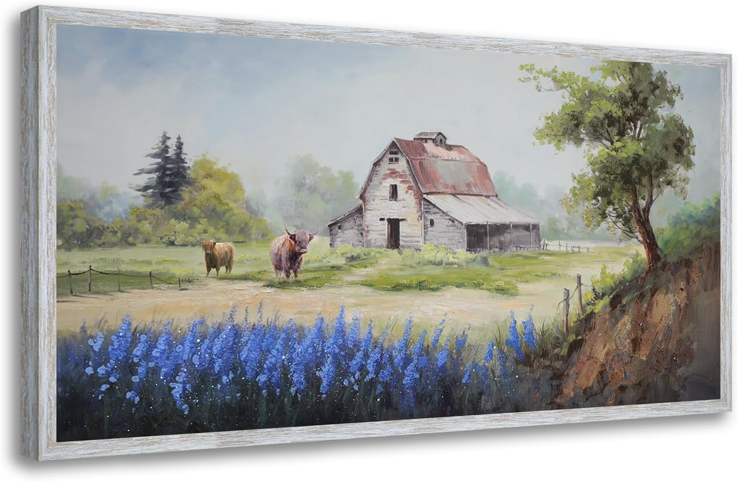 AVOI Farmhouse Canvas Wall Art Farm Highland Cow Landscape Picture ...