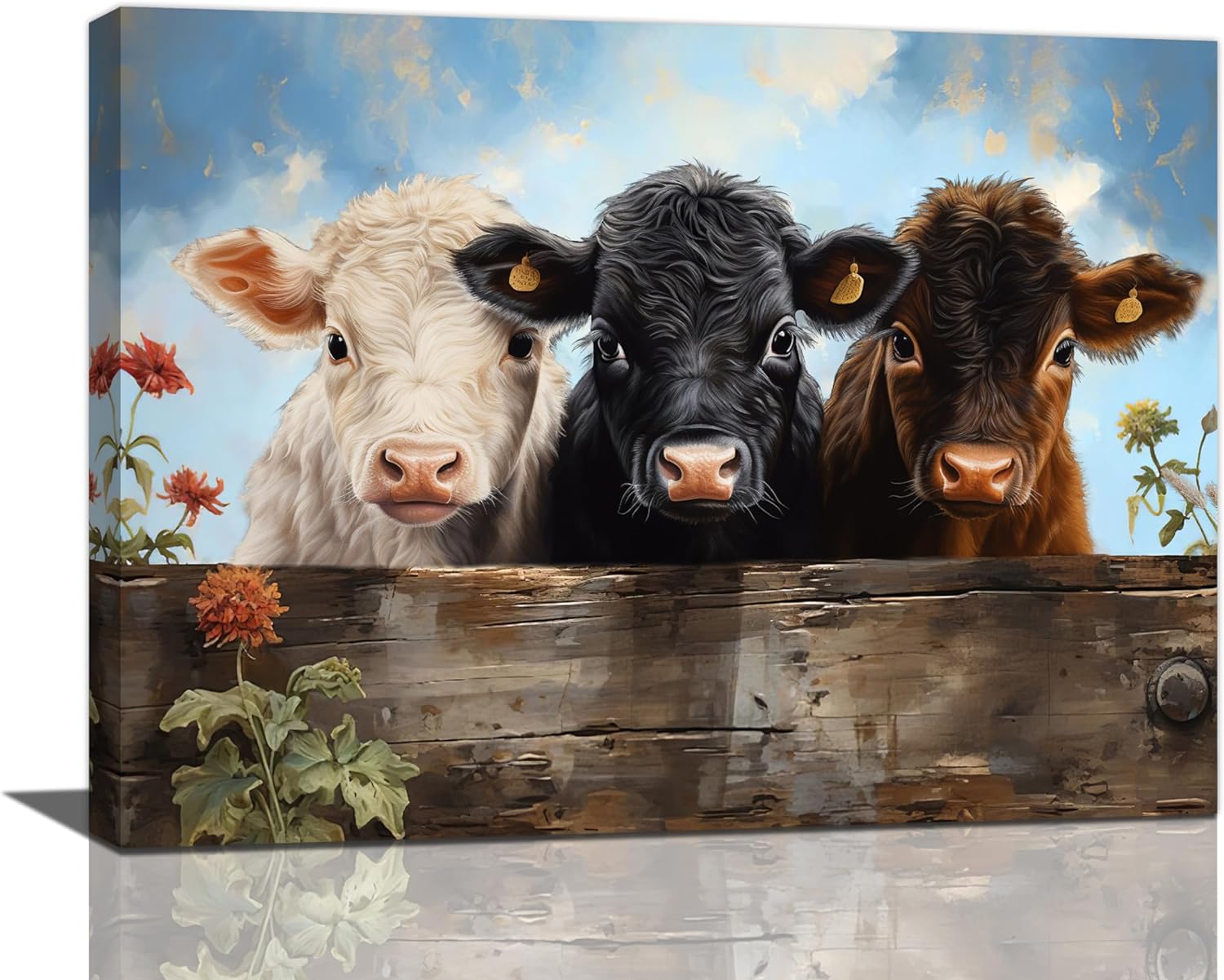 AVOI Farmhouse Cow Wall Art Cow Pictures Wall Decor Canvas Print ...