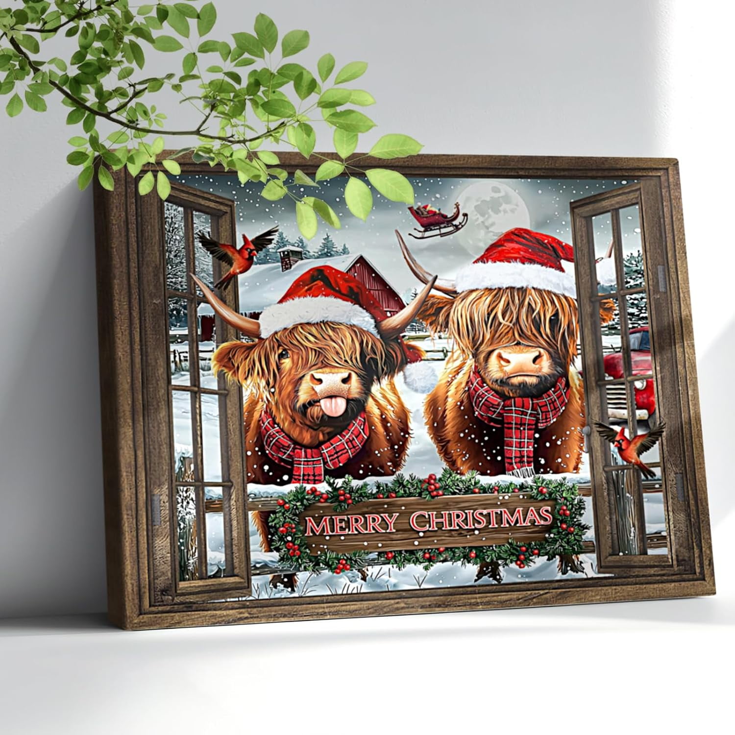 AVOI Farmhouse Highland Cow Wall Art Rustic Animal Highland Cow Canvas ...