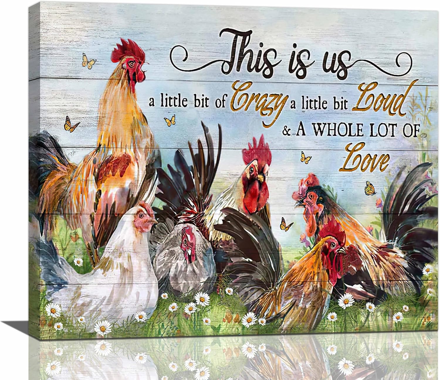 AVOI Farmhouse Rooster Decor Wall Art Rustic Country Farm Funny Chicken ...