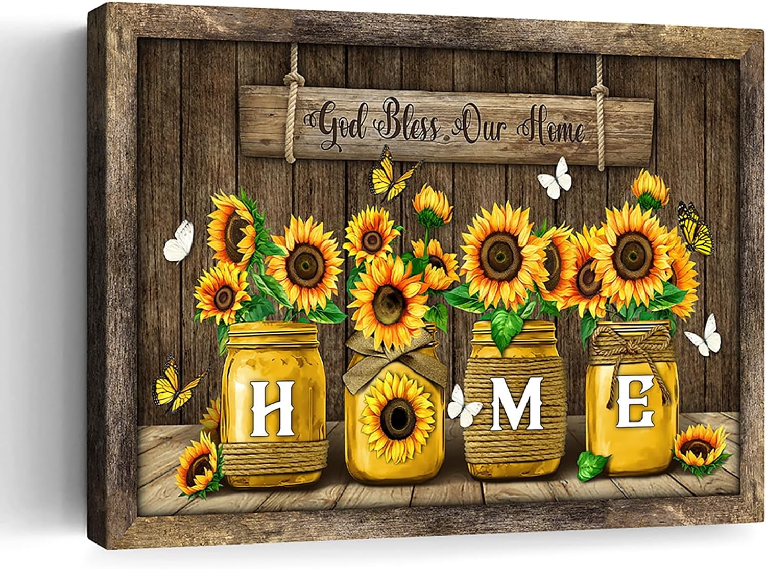 AVOI Farmhouse Sunflower Wall Art Rustic Flower Picture Decor Wall Art ...