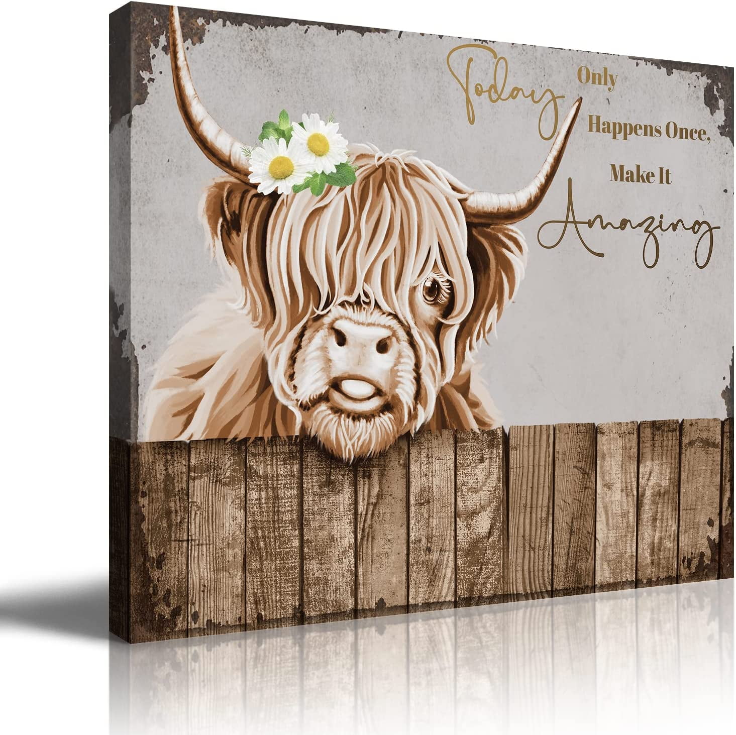 AVOI Farmhouse Wall Decor Highland Cow Wall Art Inspirational Wall Art ...