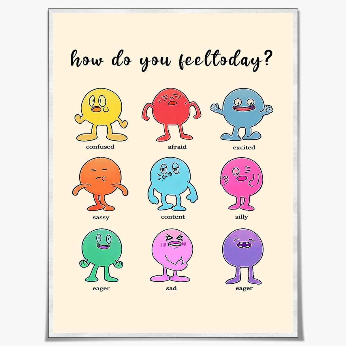 AVOI Feelings Chart Mental Health Canvas Wall Art Classroom Decor ...