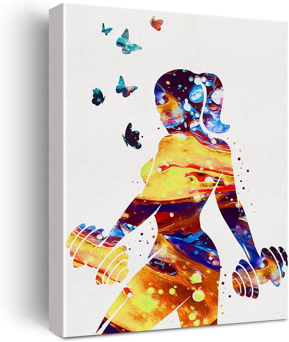 AVOI Fitness Girl Watercolor Wall Art Fit Girl Women Gym Weight Lifting ...