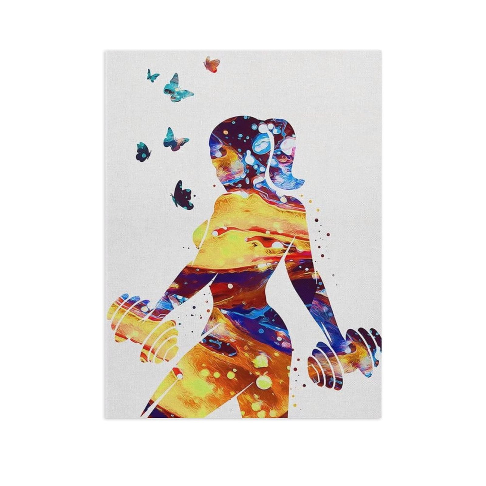 AVOI Fitness Girl Watercolor Wall Art Fit Girl Women Gym Weight Lifting ...