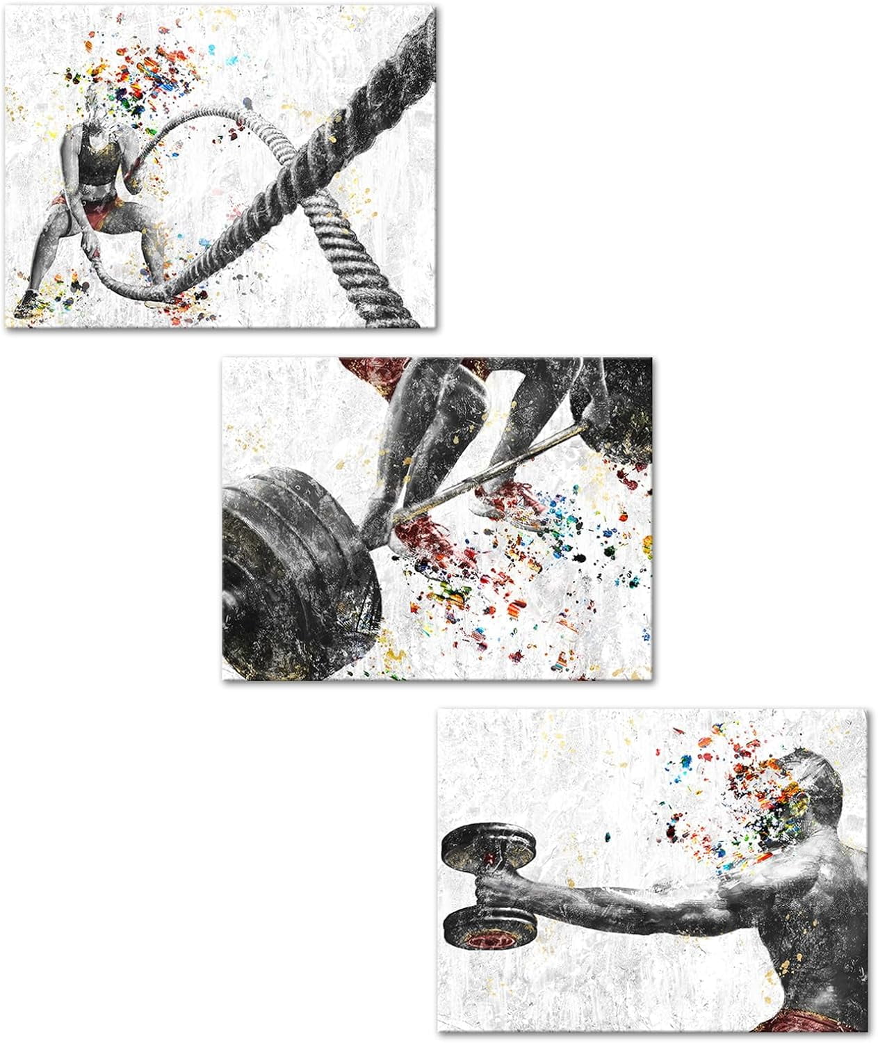 AVOI Fitness Gym Canvas Wall Art -Workout Prints with Weightlifting ...