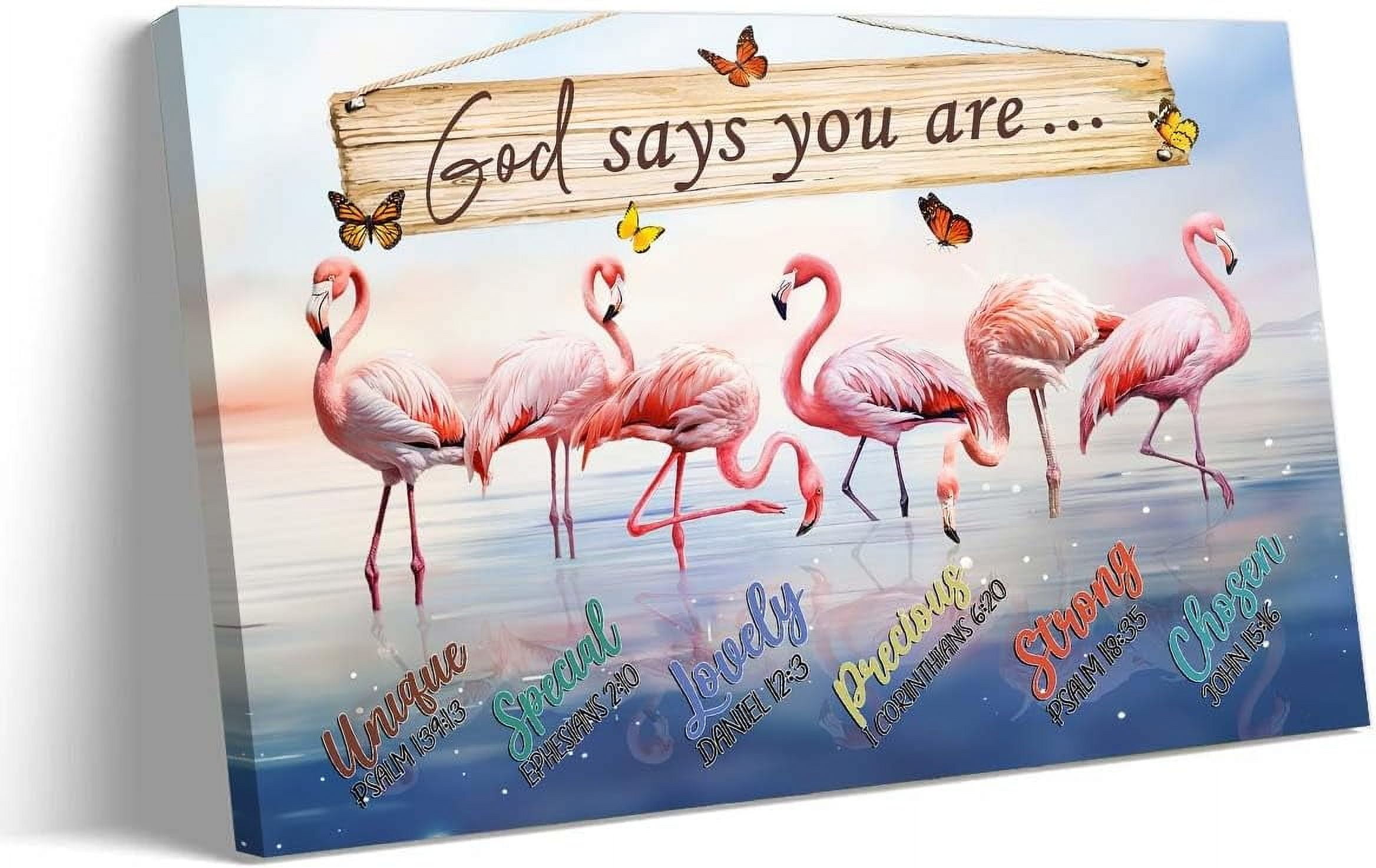 AVOI Flamingo Wall Art God Says You Are Bible Scripture Wall Decor ...