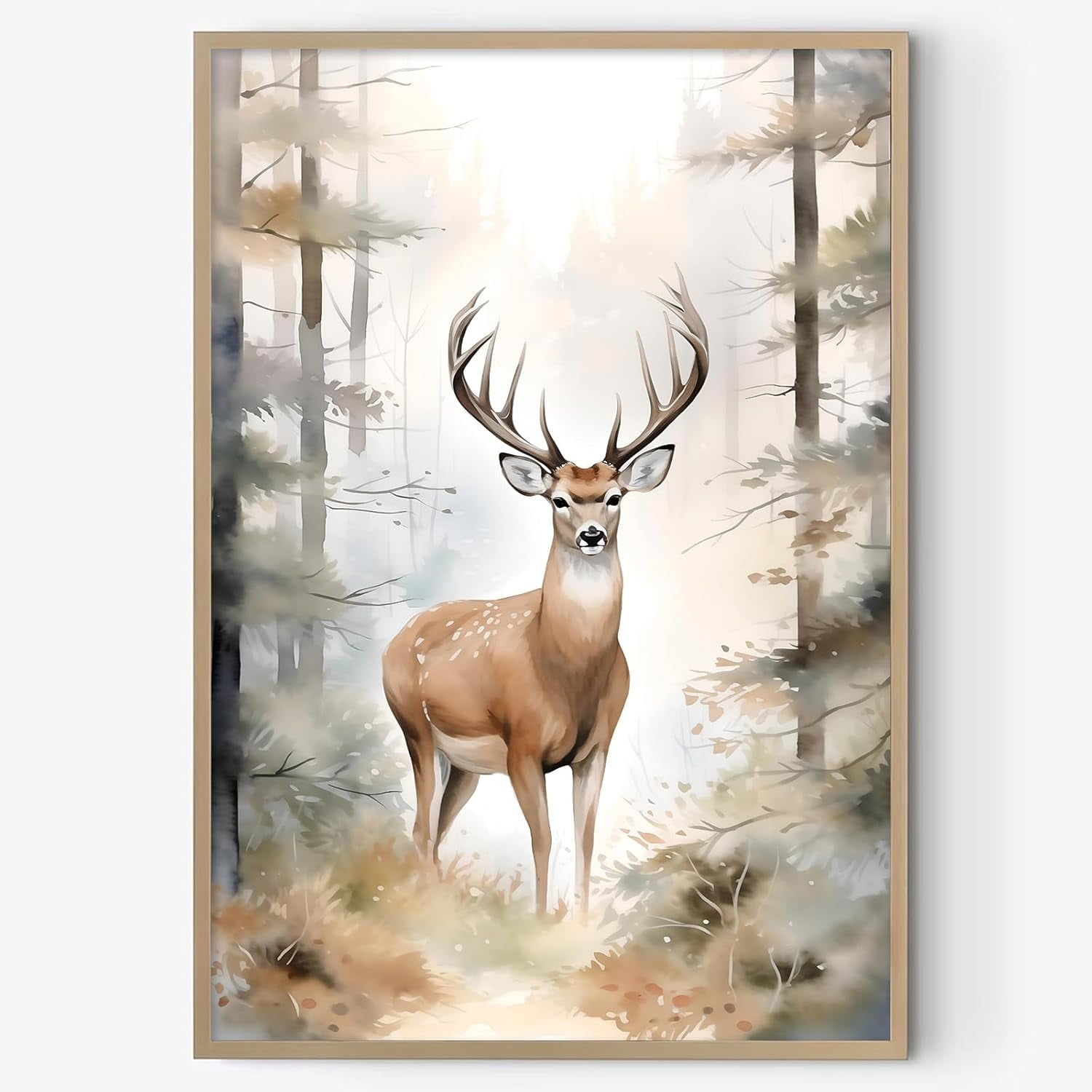 AVOI Forest Deer Canvas Wall Art Vintage Animal Painting Wildlife Art ...