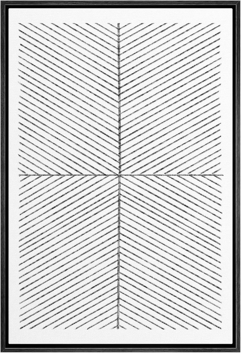 AVOI Framed Canvas Print Wall Art Black White Geometric Line Cross ...