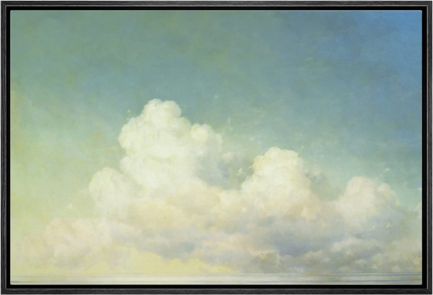 AVOI Framed Canvas Print Wall Art Blue Teal Sky Cloudy Morning Horizon ...