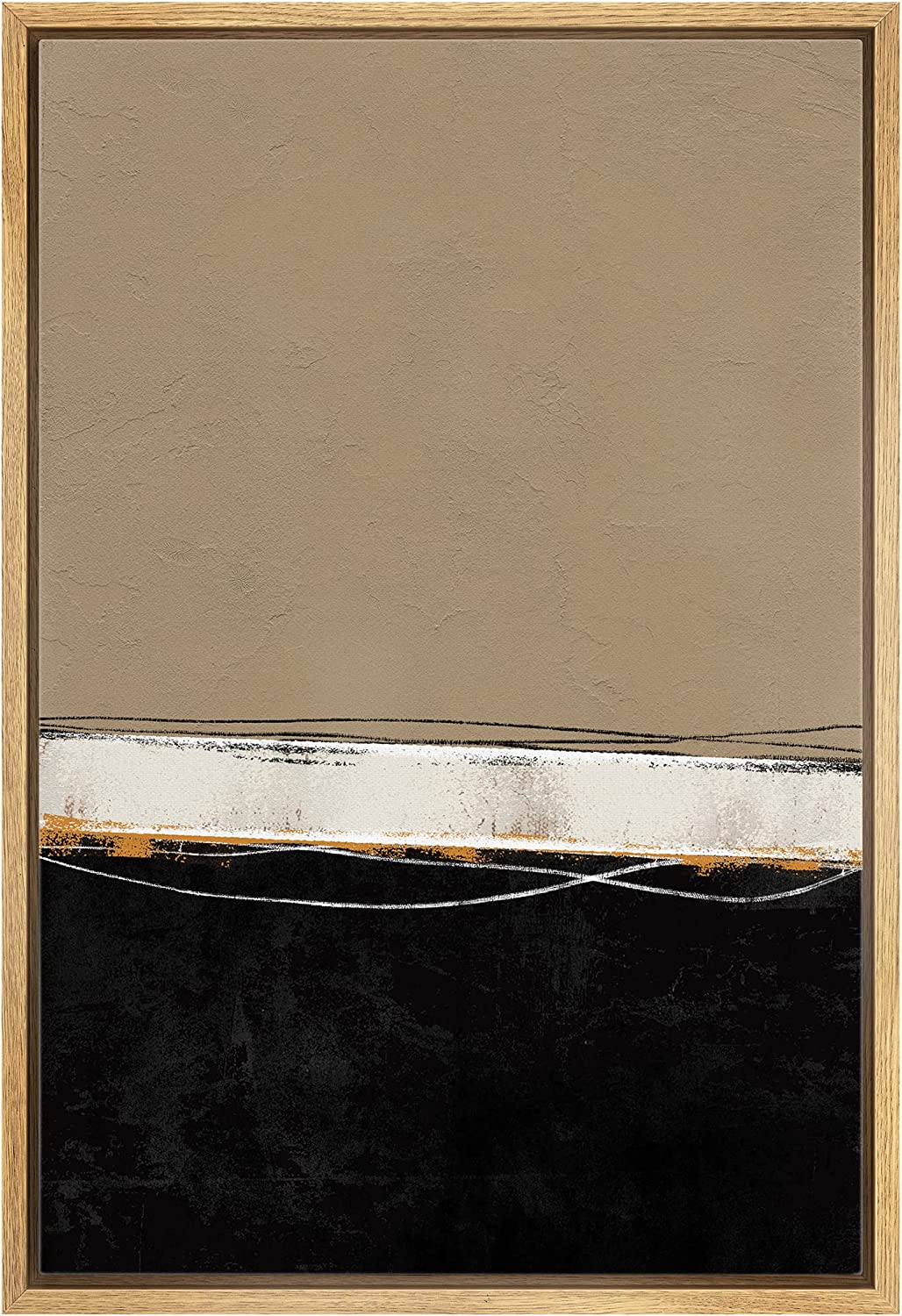 AVOI Framed Canvas Print Wall Art Brown Black Geometric Color Block ...