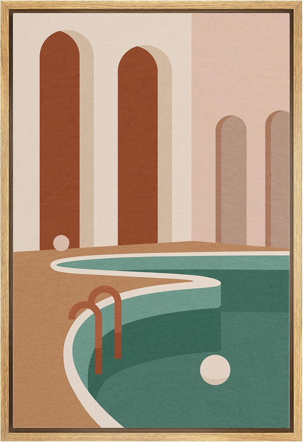 AVOI Framed Canvas Print Wall Art Geometric Mid-Century Modern Pool ...