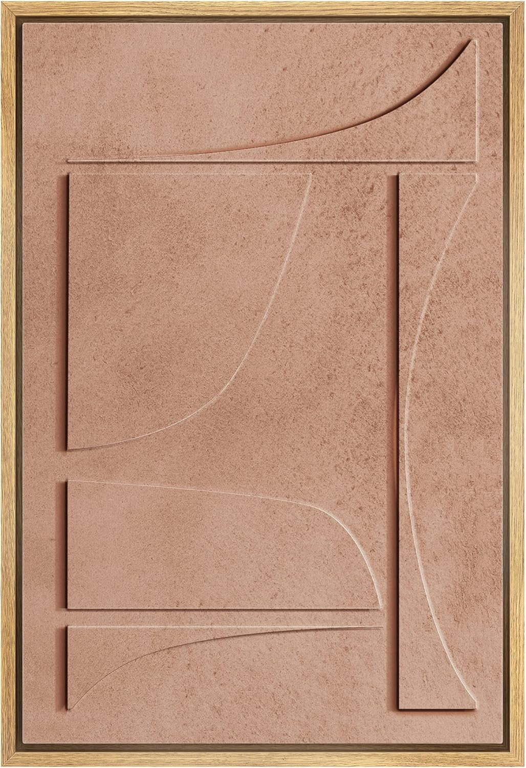 AVOI Framed Canvas Print Wall Art Mid-Century Tan Geometric Polygon ...