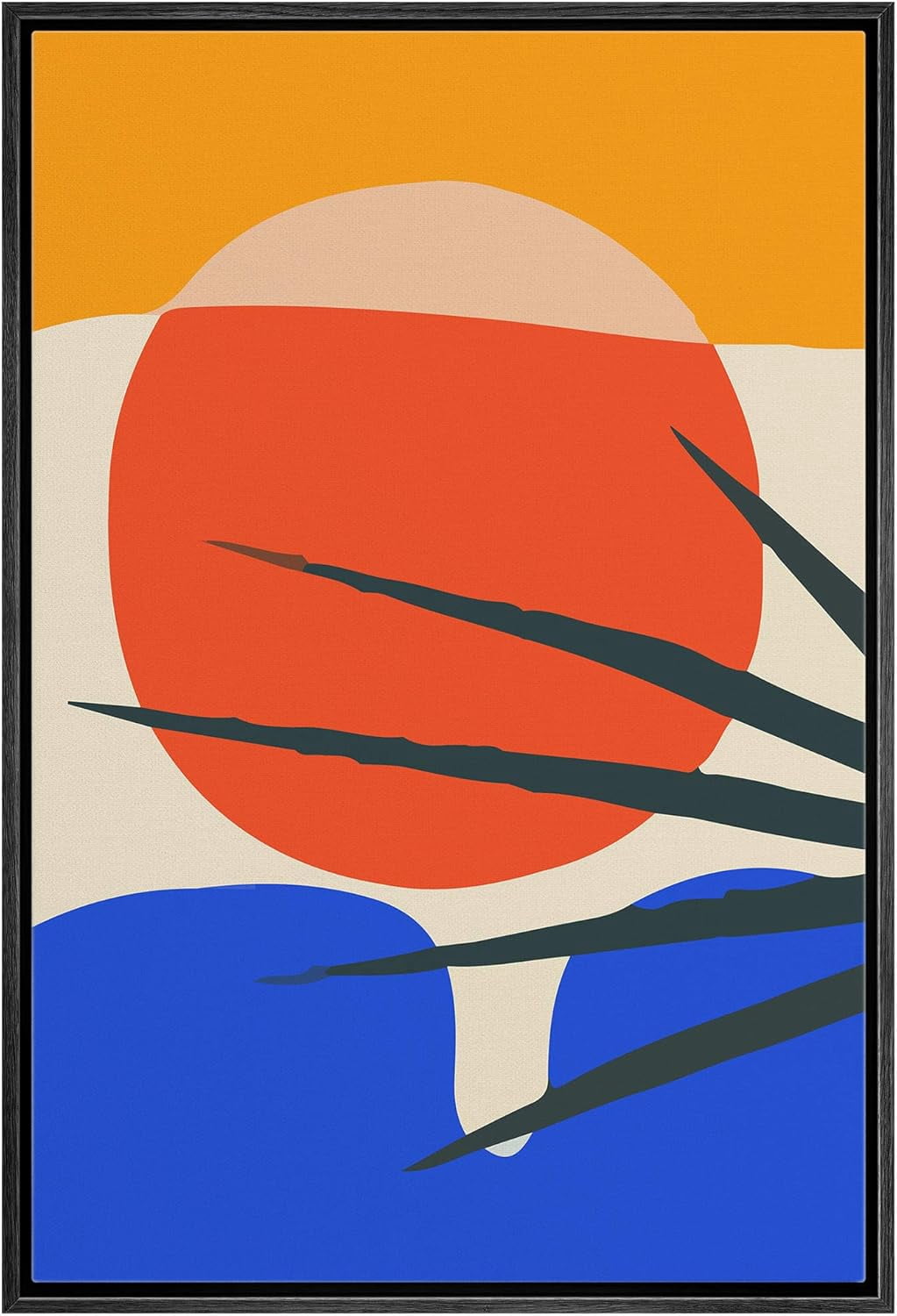 AVOI Framed Canvas Print Wall Art Palm Tree with Polygon Background ...