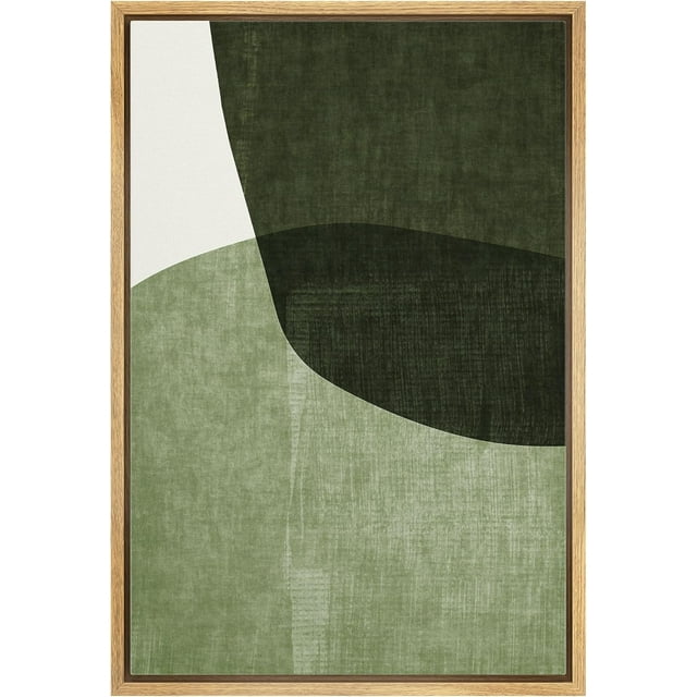 AVOI Framed Canvas Print Wall Art Sage Green Mid-Century Modern Color ...
