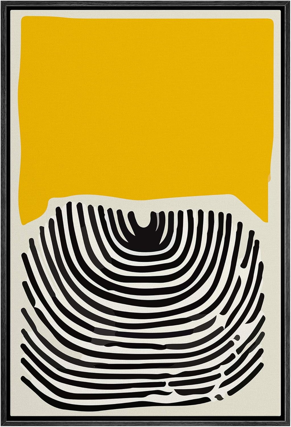 AVOI Framed Canvas Print Wall Art Yellow Color Block & Fingerprint ...