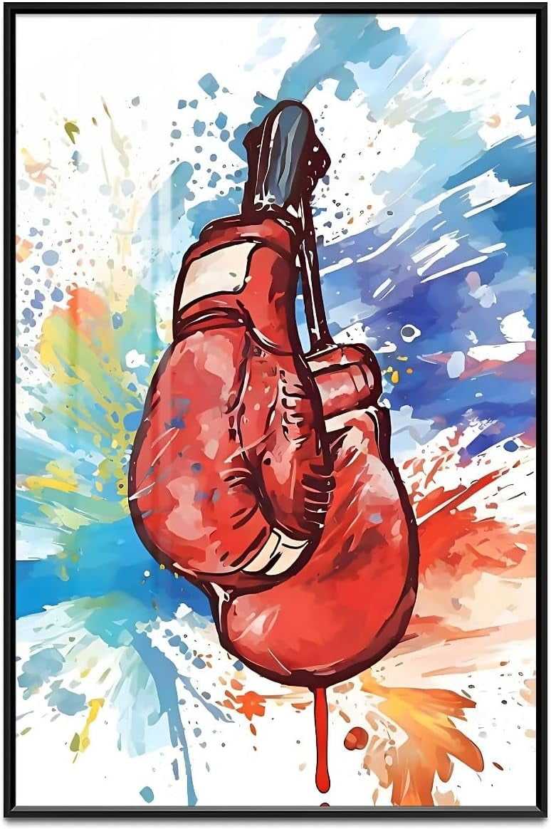 AVOI Framed Wall Art Canvas Prints, Colorful Boxing Sport Wall Decor ...