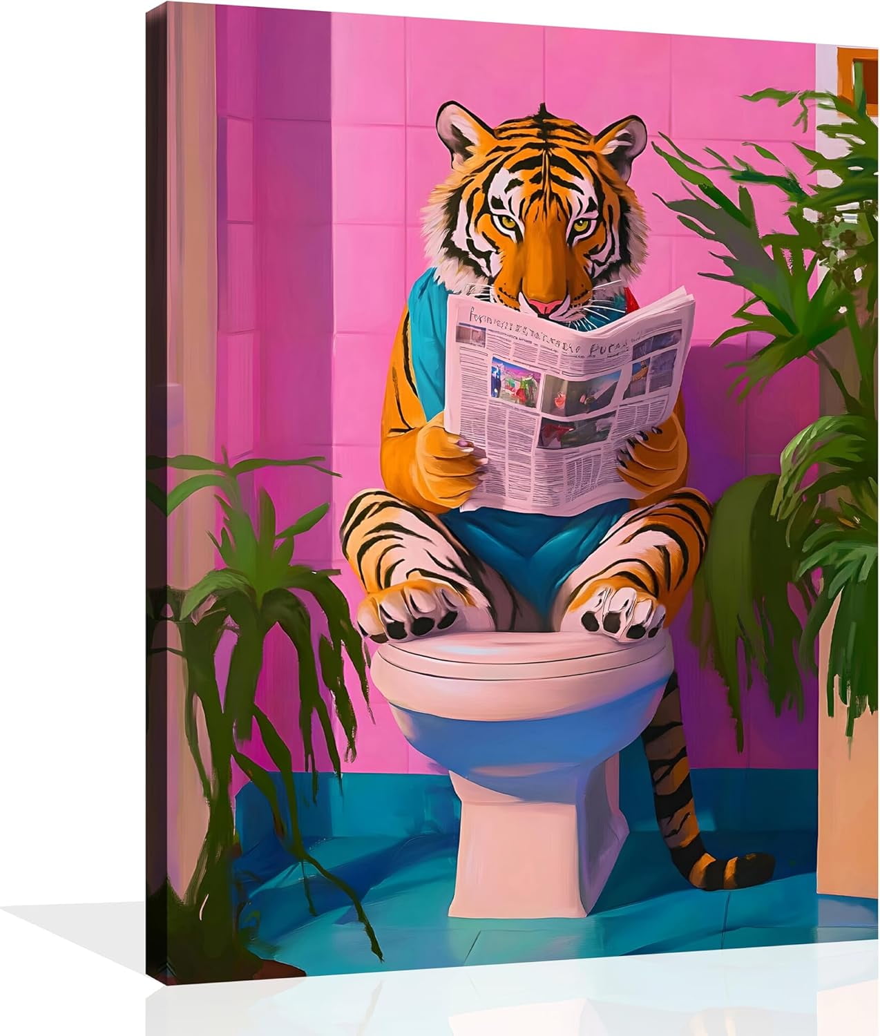 AVOI Funny Animal Bathroom Canvas Wall Art Funny Animal Bathroom ...