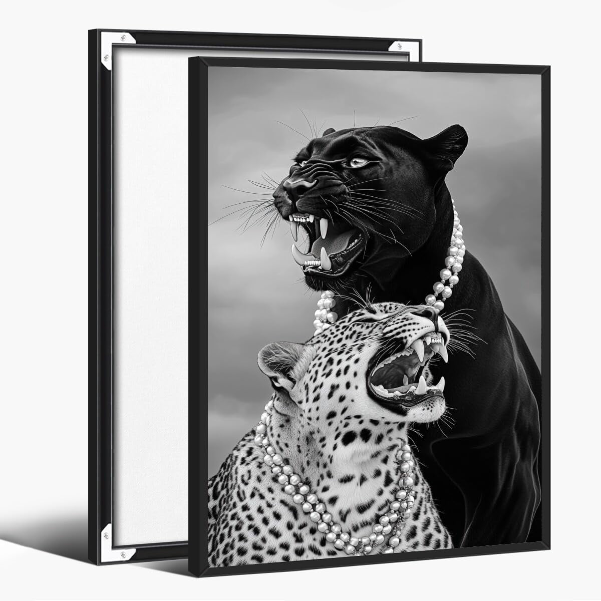 AVOI Funny Animal Posters Leopard and Black Panthers Roaring Wall Art ...