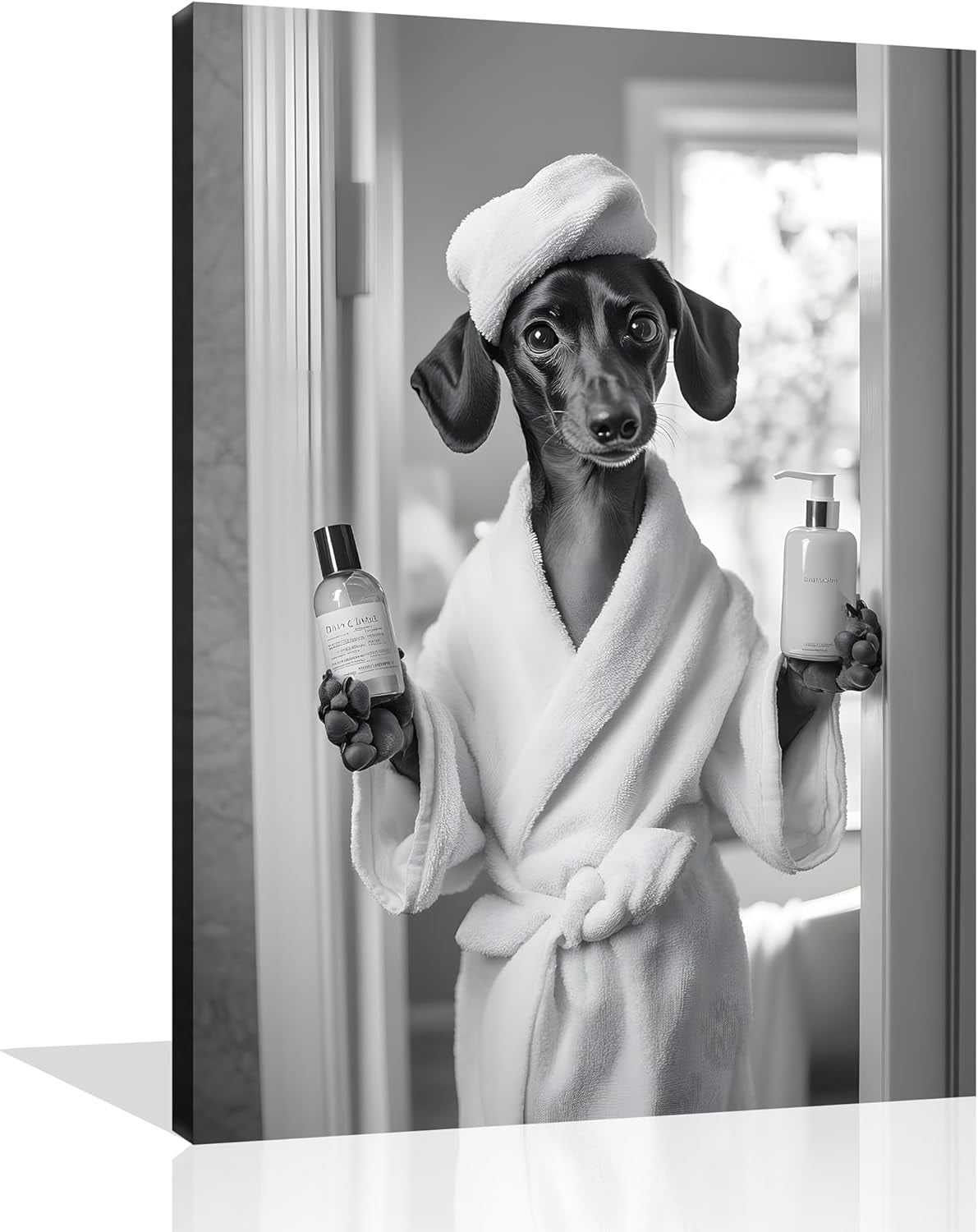 AVOI Funny Animals Bathroom Canvas Wall Art Dachshund Dog Bathroom Wall ...