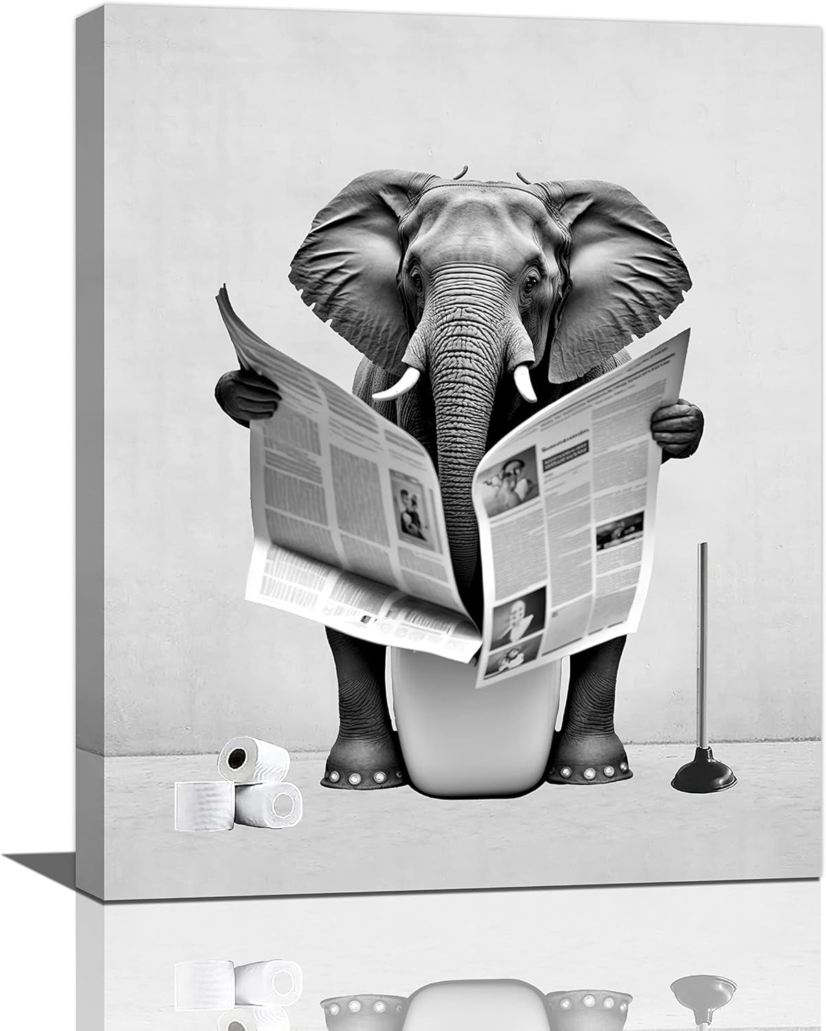AVOI Funny Bathroom Elephant Wall Art Elephant On Toilet Bathroom ...
