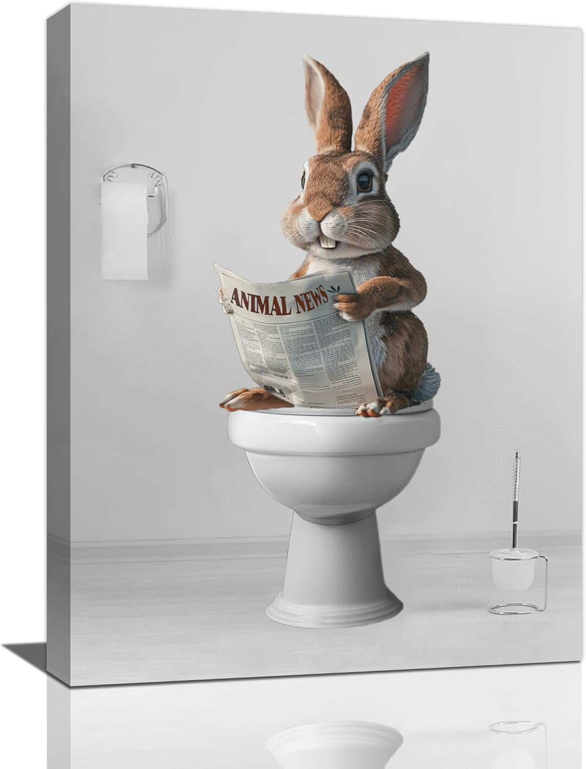 AEFER Funny Bunny Bathroom Decor Wall Art Cute Rabbit Bathroom Pictures ...
