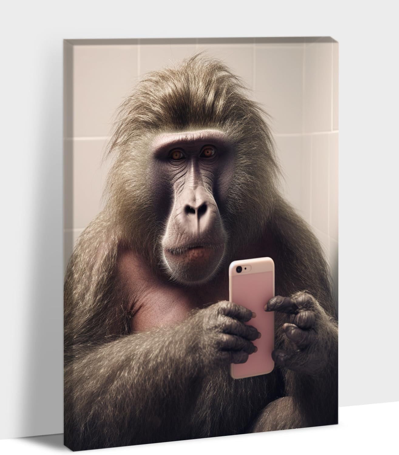 AVOI Funny Chimpanzee Bathroom Poster, Western Rustic Style Animal ...