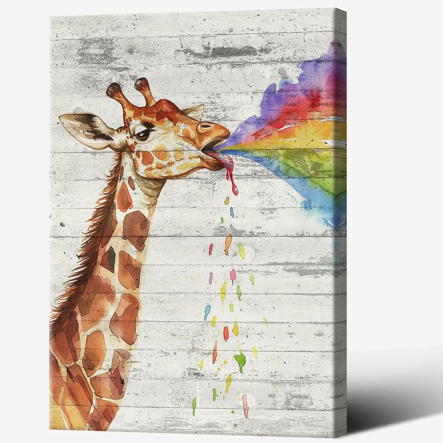 AVOI Funny Cute Vintage Giraffe Puking Rainbow Retro Watercolour Animal ...