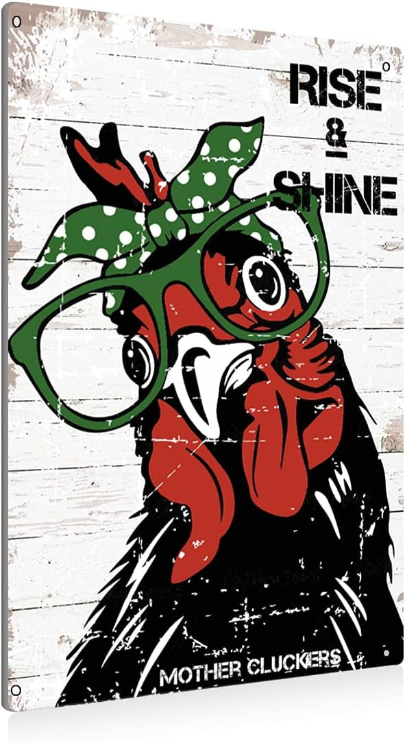 AVOI Funny Farmhouse Rise and Shine Mother Cluckers Metal Tin Sign Wall ...