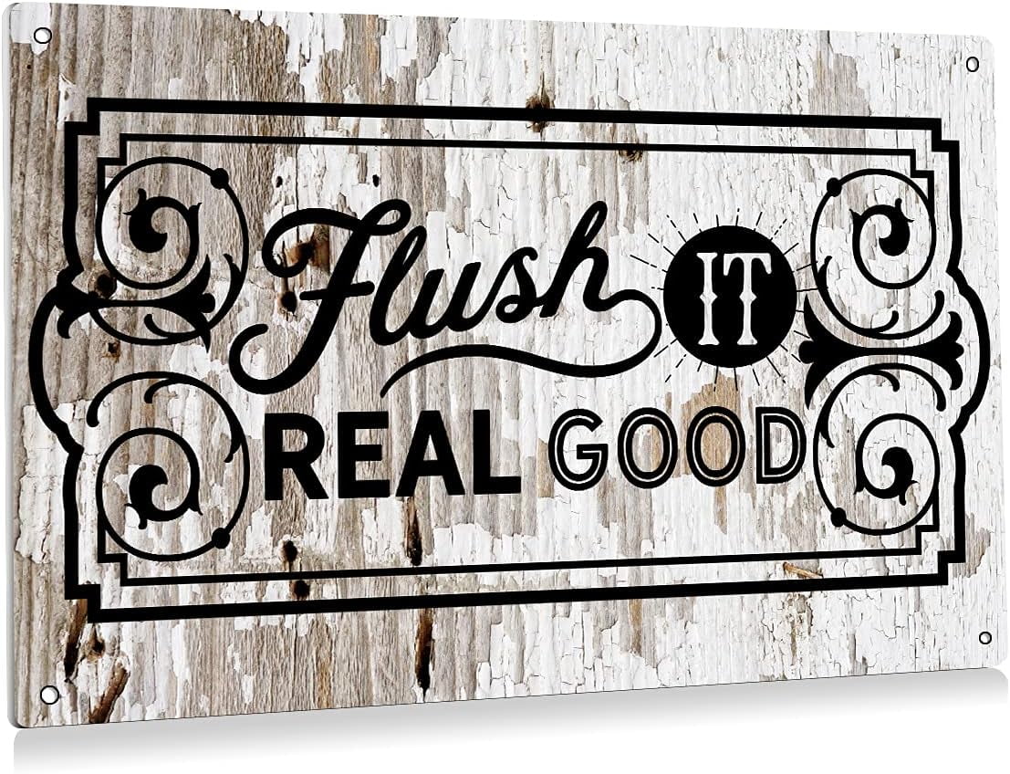 AVOI Funny Flush It Real Good Bathroom Metal Tin Sign Wall Decor ...