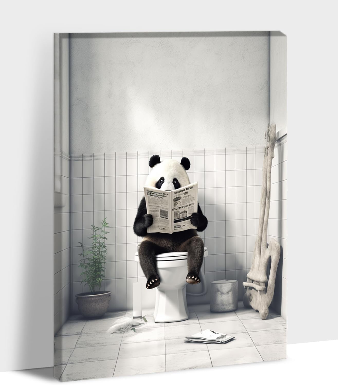 AVOI Funny Panda Bathroom Posters, Western Rustic Style Animal Panda ...