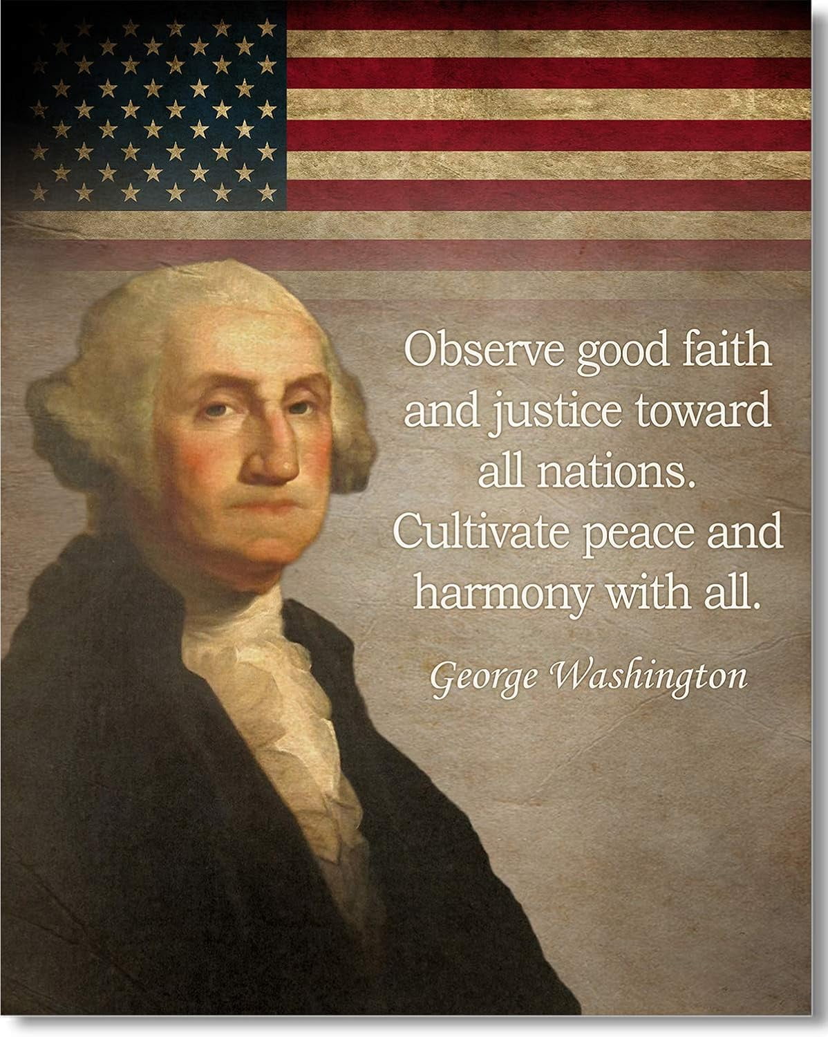 AVOI George Washington Historic Quote - Wall Art Decor Canvas - Great ...