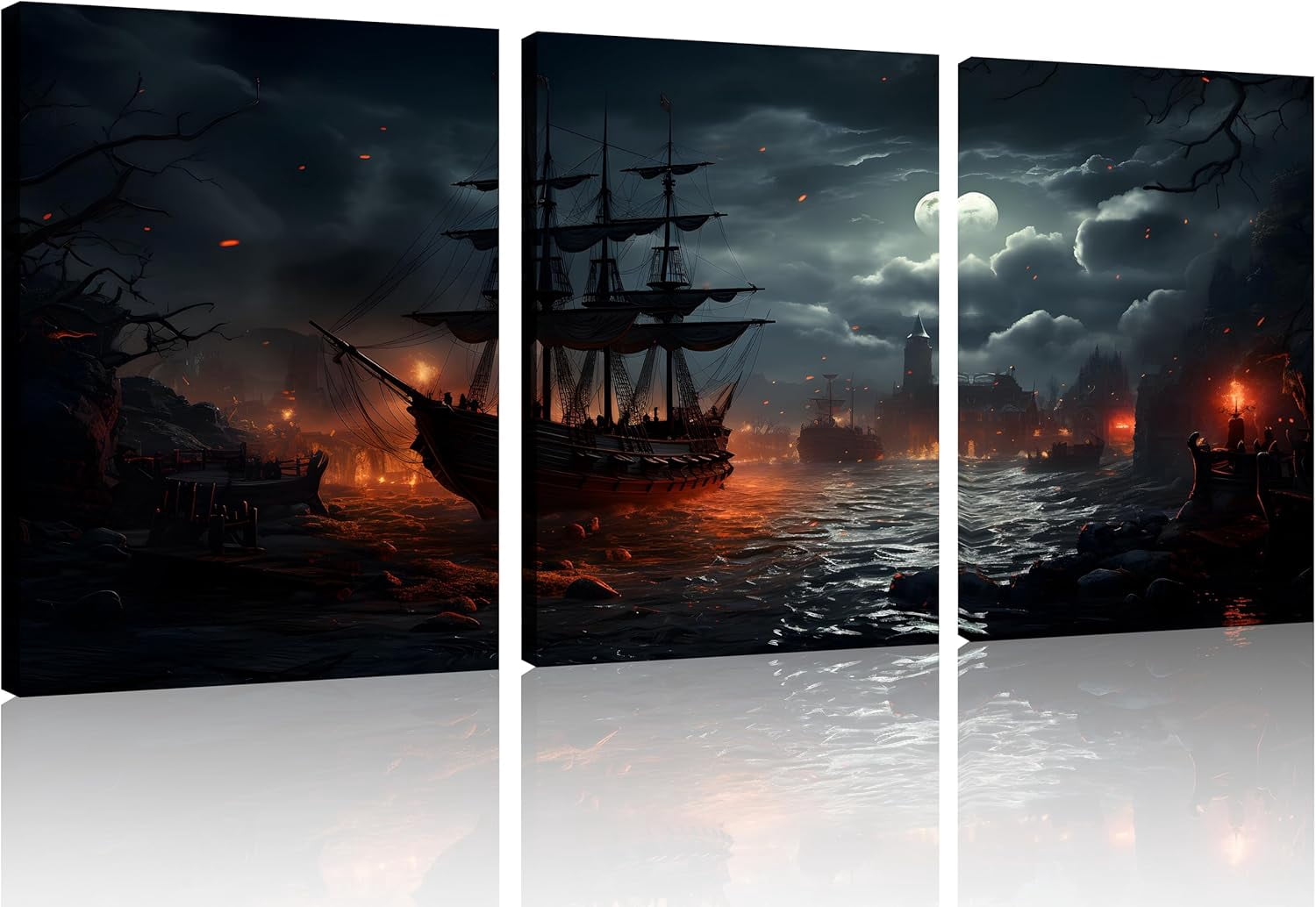 AVOI Ghost Pirate Ship Decorations Art Prints Pirate Wall Art Nautical ...