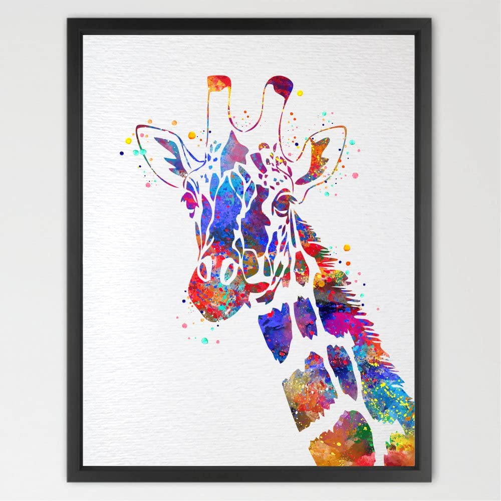 AVOI Giraffe Wildlife Animal Safari Africa Zoo Watercolor Art Print Poster Animal Wall decor ...