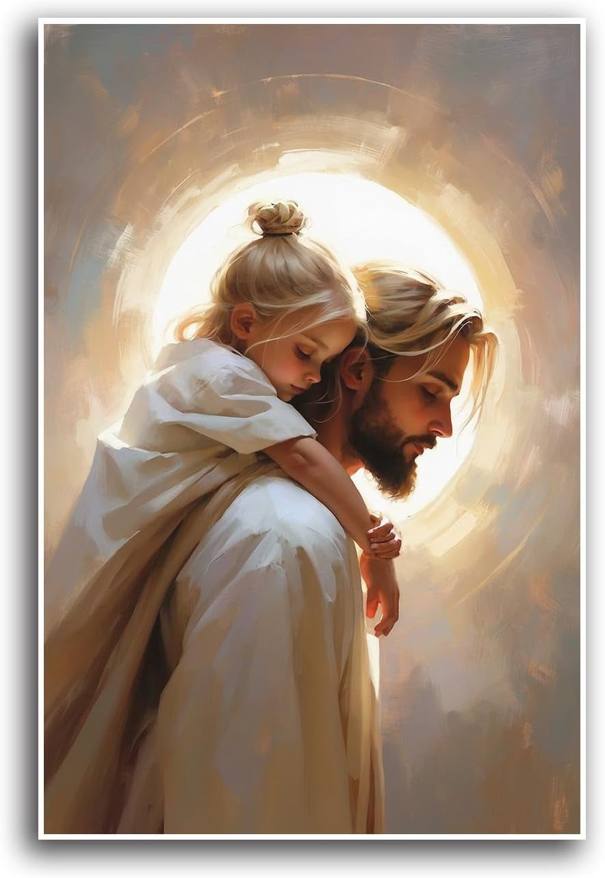 AVOI Girls room wall decor art Jesus carrying girl poster Jesus and ...