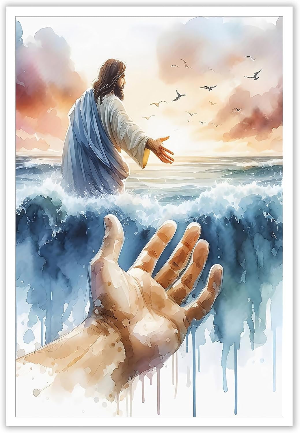 AVOI Gods Hand Behind Jesus Retro Trendy Art Posters Jesus Walking On ...