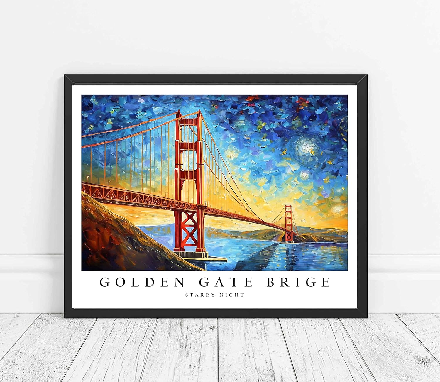 AVOI Golden Gate Bridge Art Print Poster, Golden Gate Bridge Starry ...