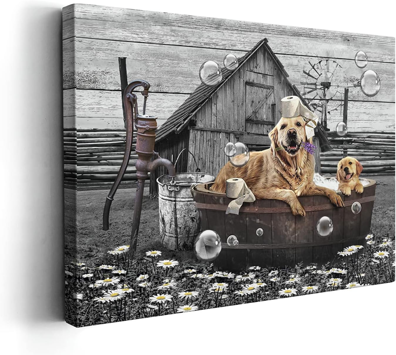 AVOI Golden Retriever Dogs Wall Art Farmhouse Bathroom Decor Wall ...