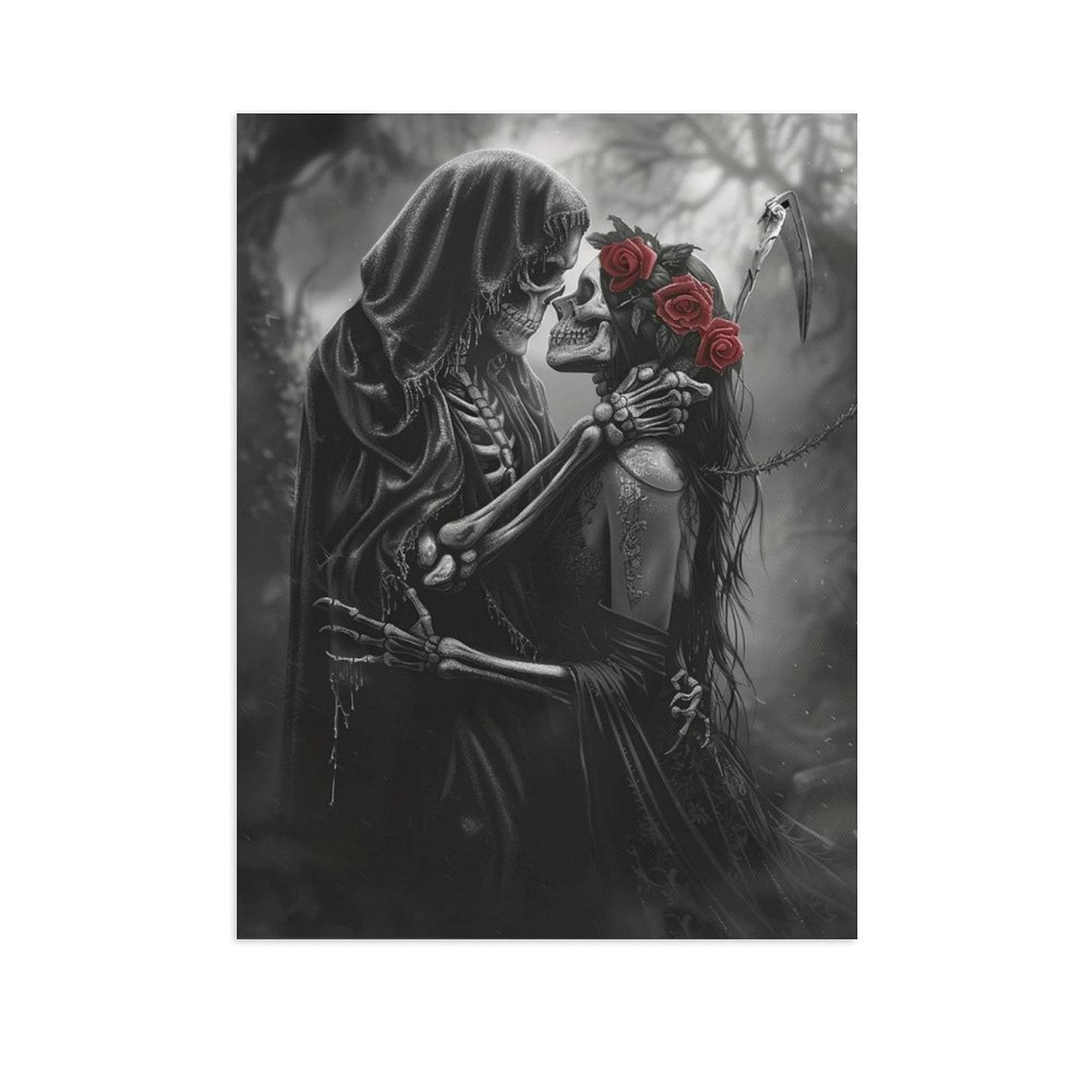 AVOI Gothic Skull Wall Art Pictures Goth Skeleton Wall Decor Canvas ...