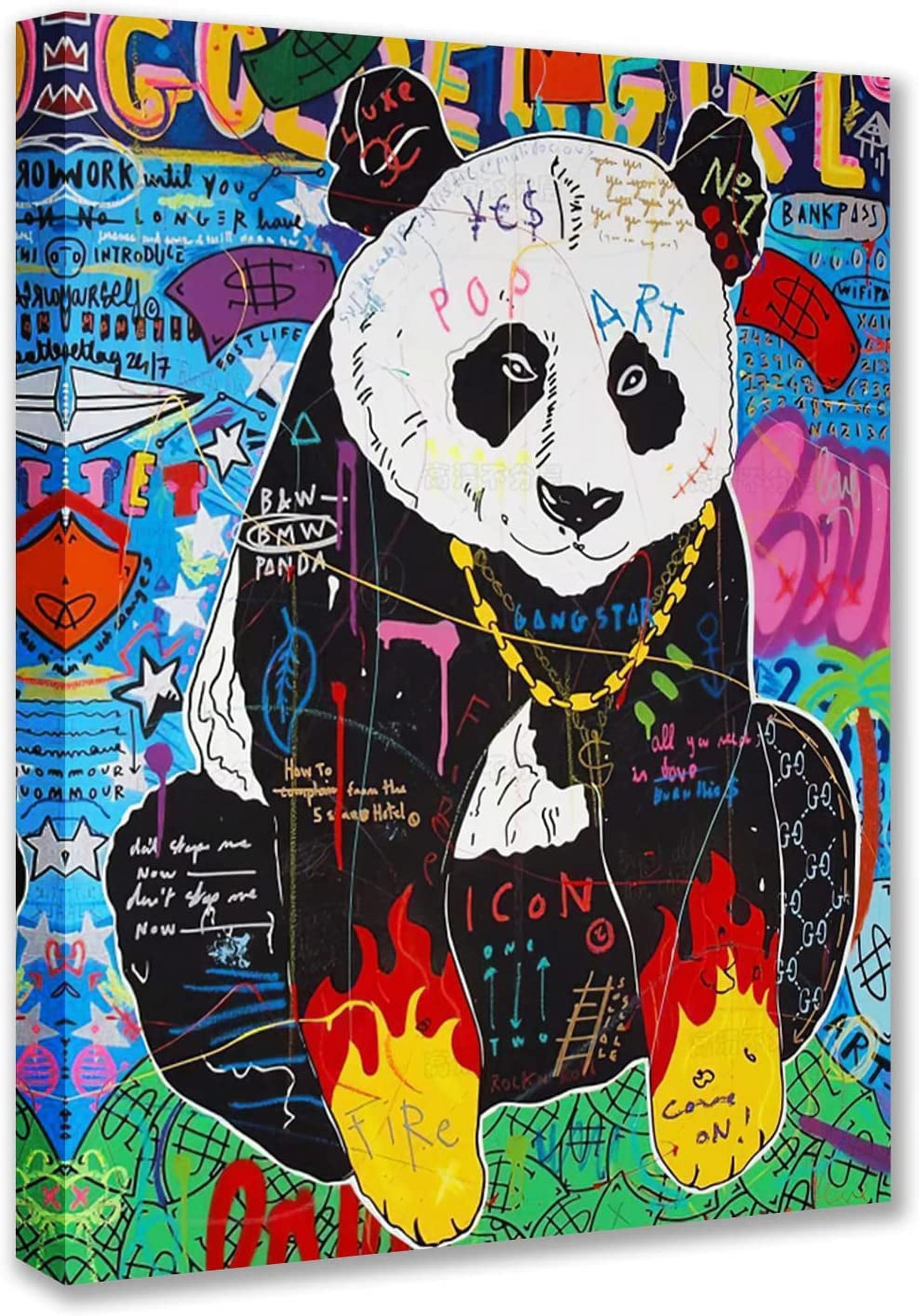 AVOI Graffiti Panda Canvas Wall Art Decor for Living Room Bedroom ...