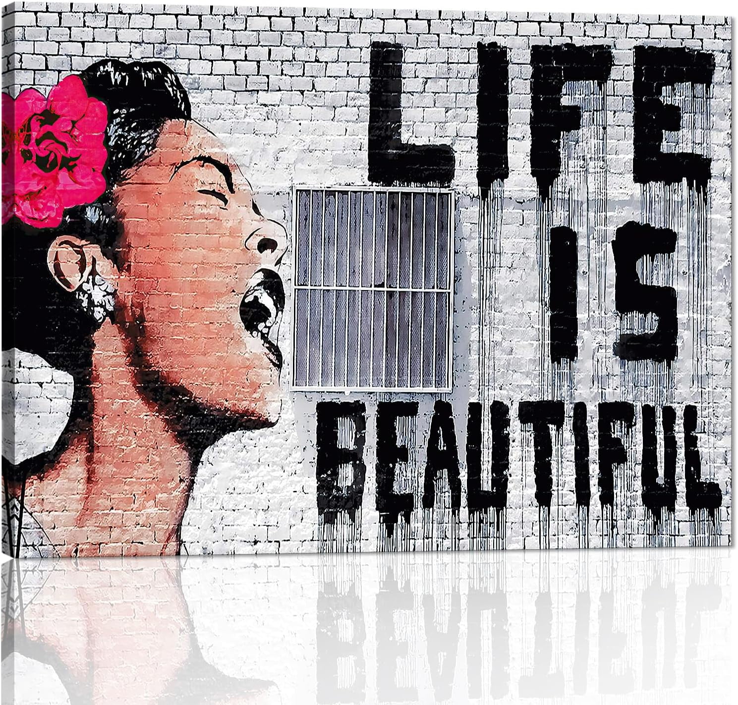 AVOI Graffiti Street Canvas Wall Art Life is Beautiful Motivational ...