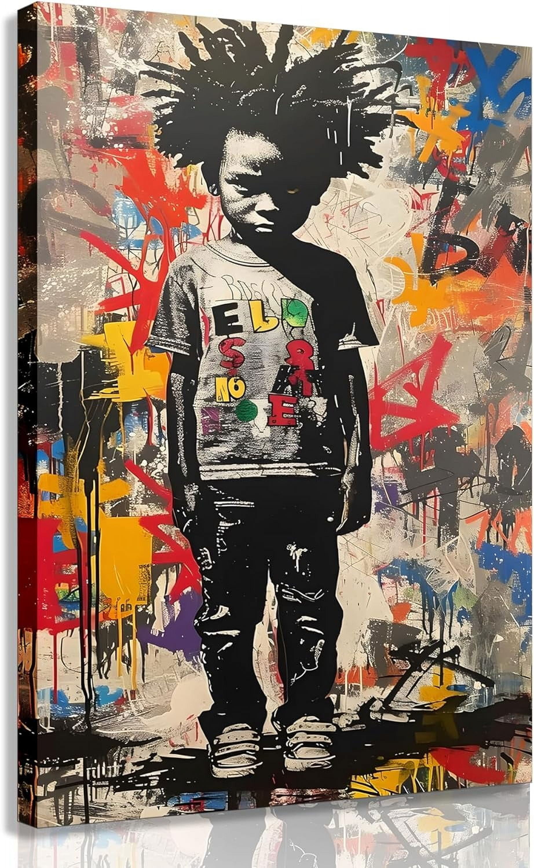 AVOI Graffiti Wall Art Street Pop Graffiti Canvas Prints Black Boy ...