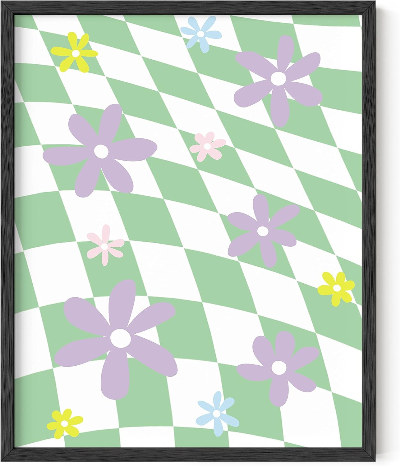 AVOI Green Checkerboard Female Figure Wall Art Faces Abstract Poster ...