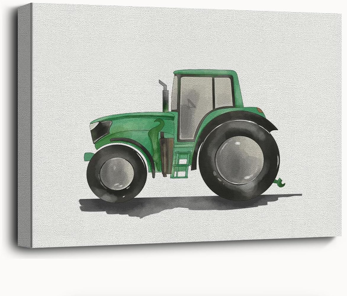 AVOI Green Tractor Decor, Tractor Canvas Painting, Canvas Wall Art ...