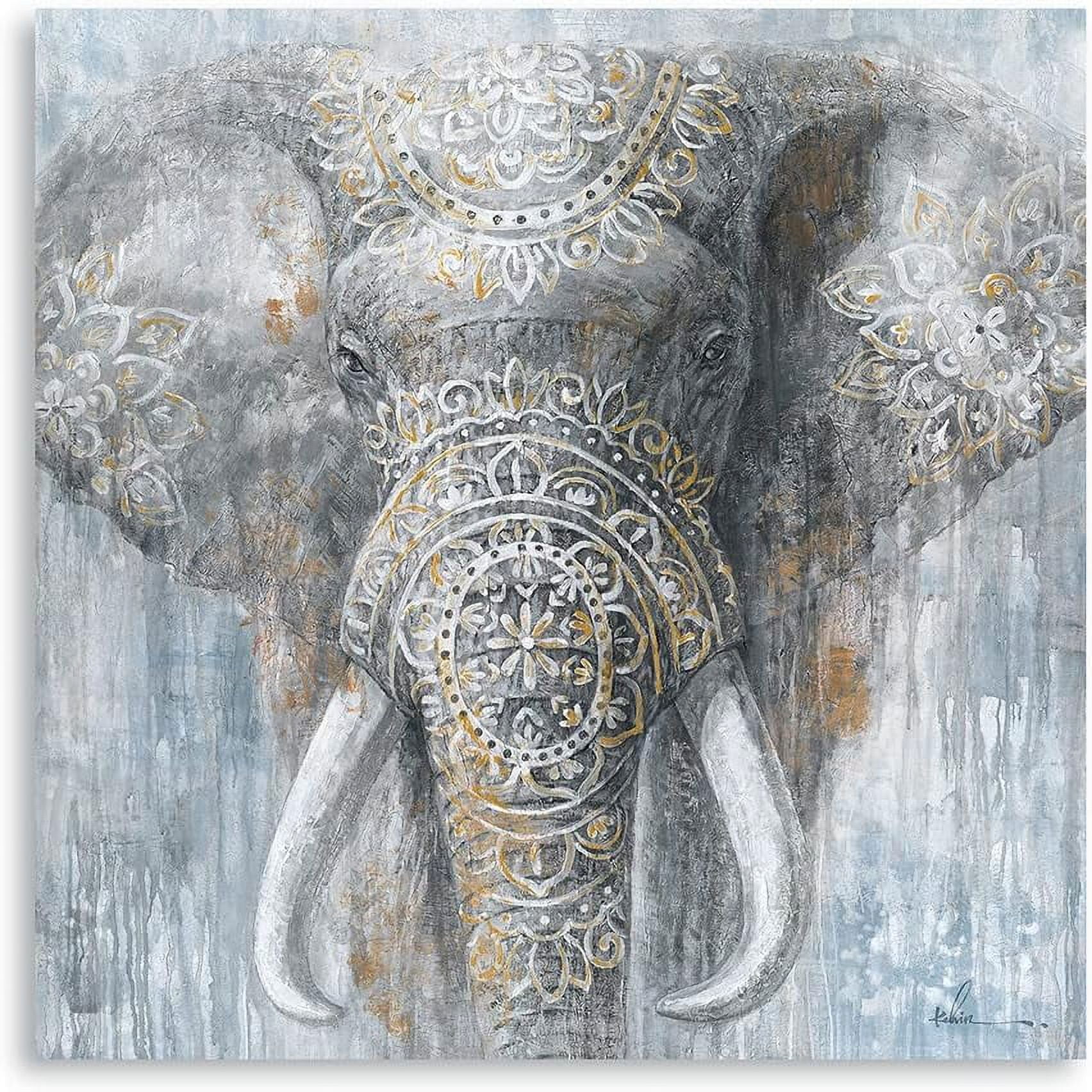 AVOI Grey Blue Elephant Wall Decor - Wild Animals Canvas Elephants ...