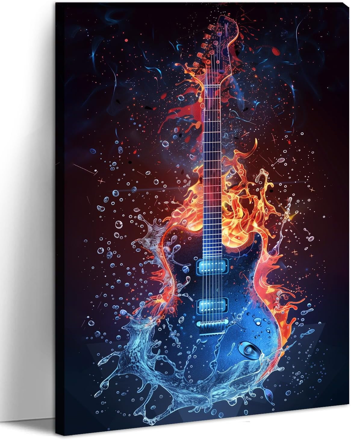 AVOI Guitar Canvas Wall Art Music Wall Decor Fire Burning Guitar ...