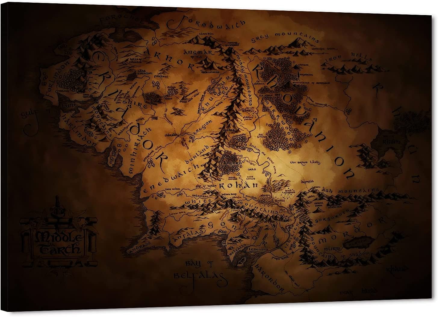AVOI Guttaty Retro Middle Earth Canvas Wall Art - HD Print of Vintage ...