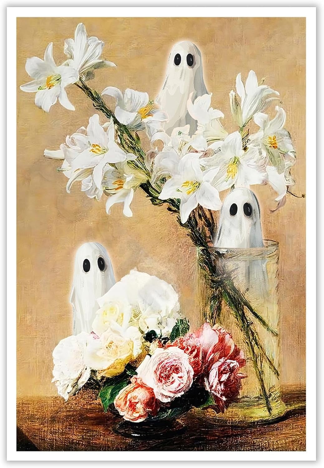 AVOI Halloween Wall Decor Roses and Lilies Ghosts Poster Farmhouse ...