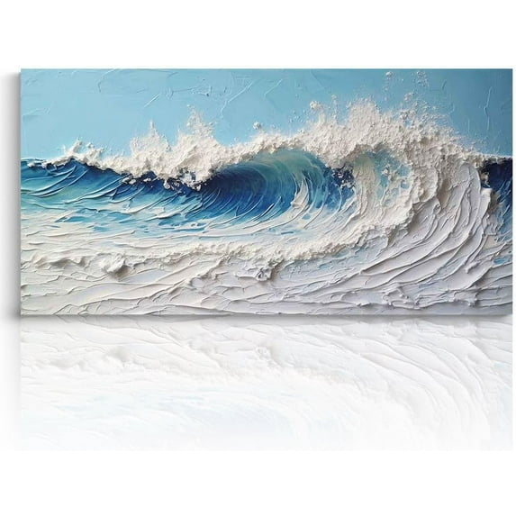 AVOI Hand Painted 3D Ocean Hand Texture Oil Painting Abstract Blue Sea ...